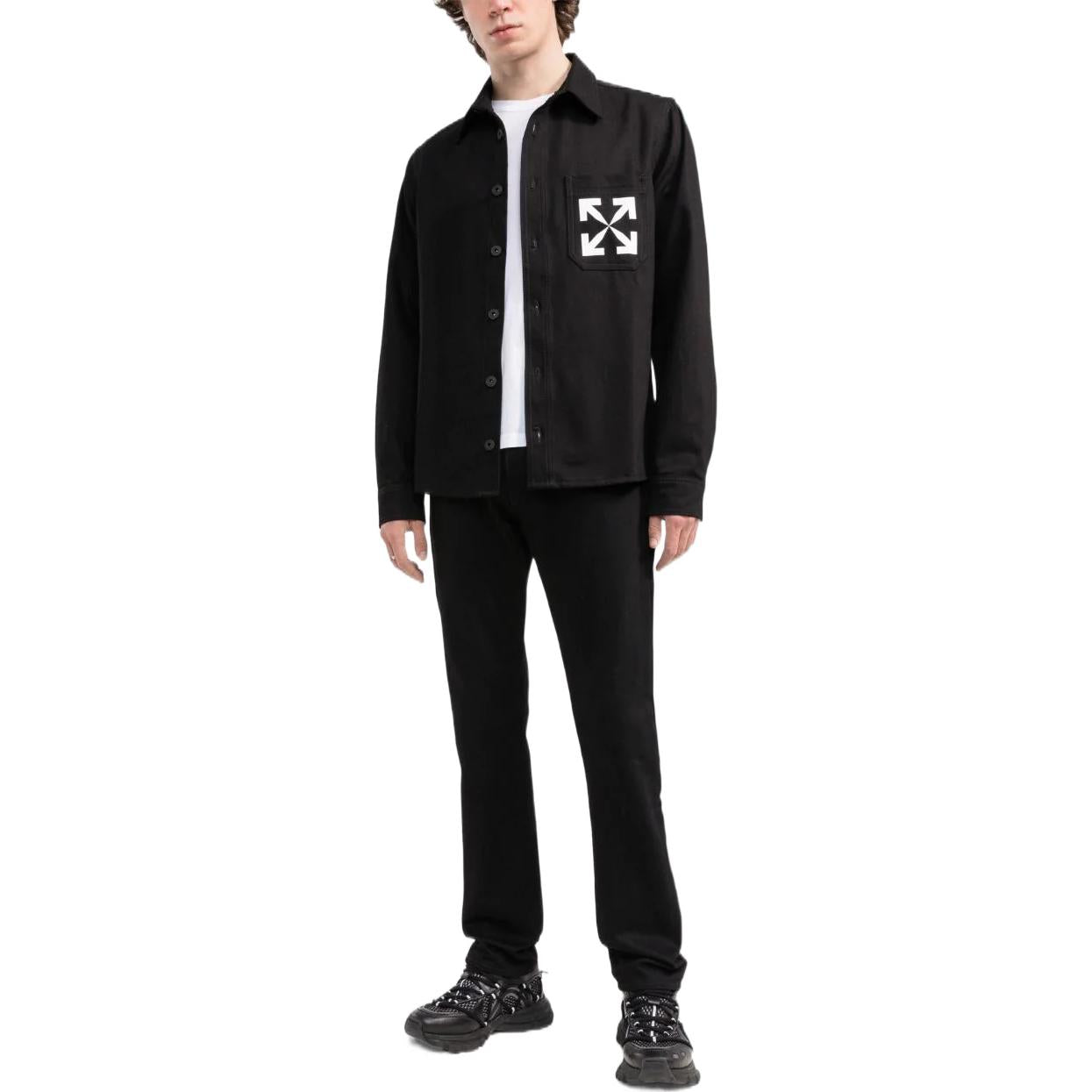 OFF-WHITE off-white ss22 arrow logo pattern denim long sleeves shirt black